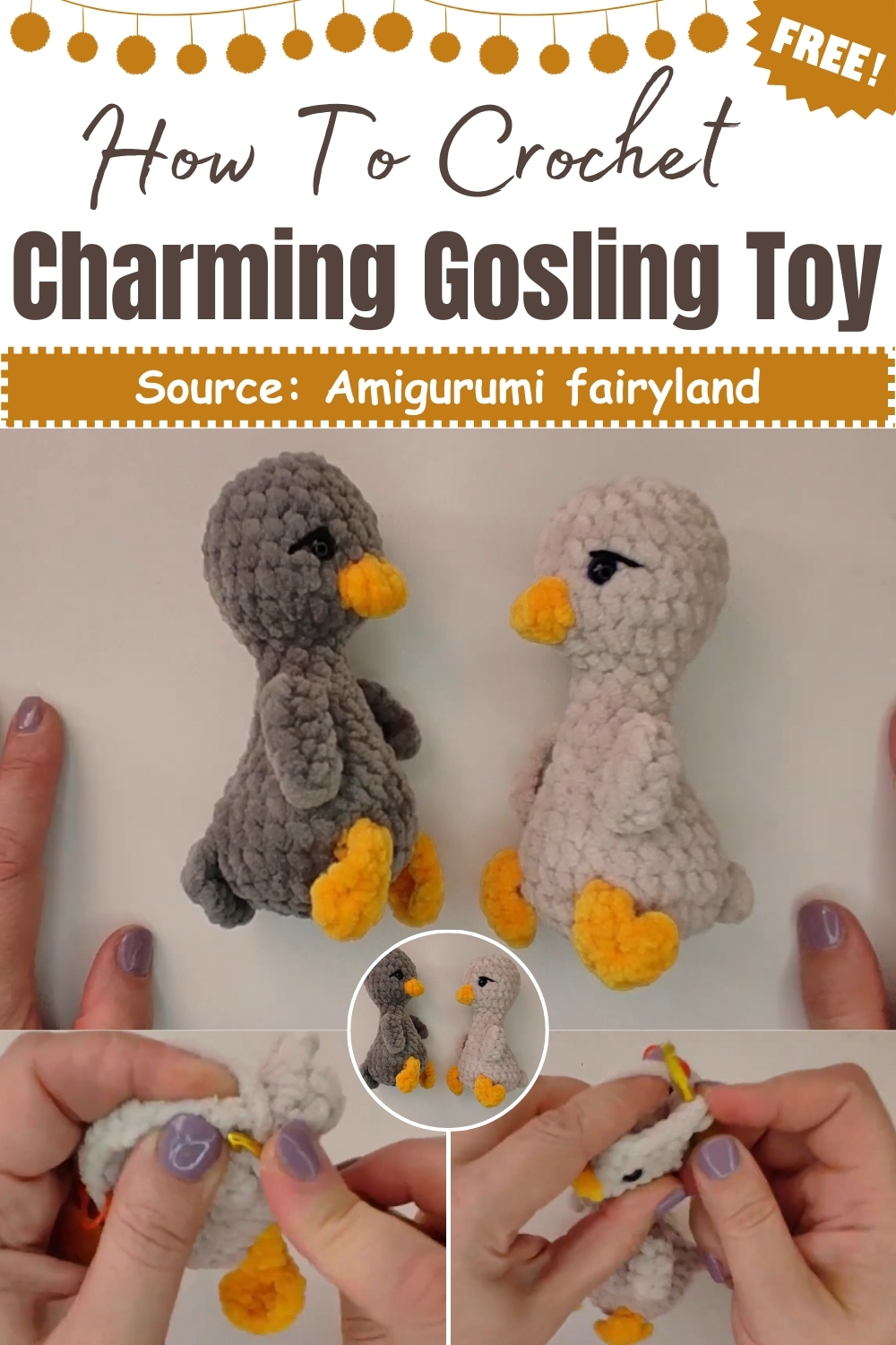 Snuggly Charming Crochet Gosling Toy Amigurumi Free Pattern - Amigurumiy