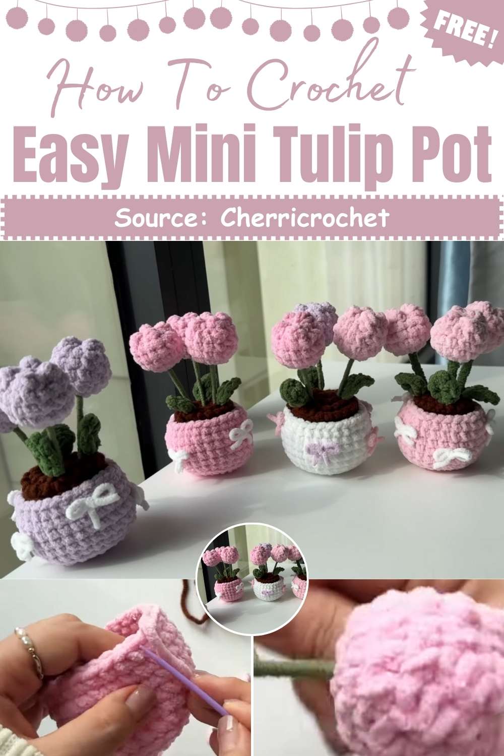 How To Crochet A Mini Tulip Pot With Free Pattern - Amigurumiy