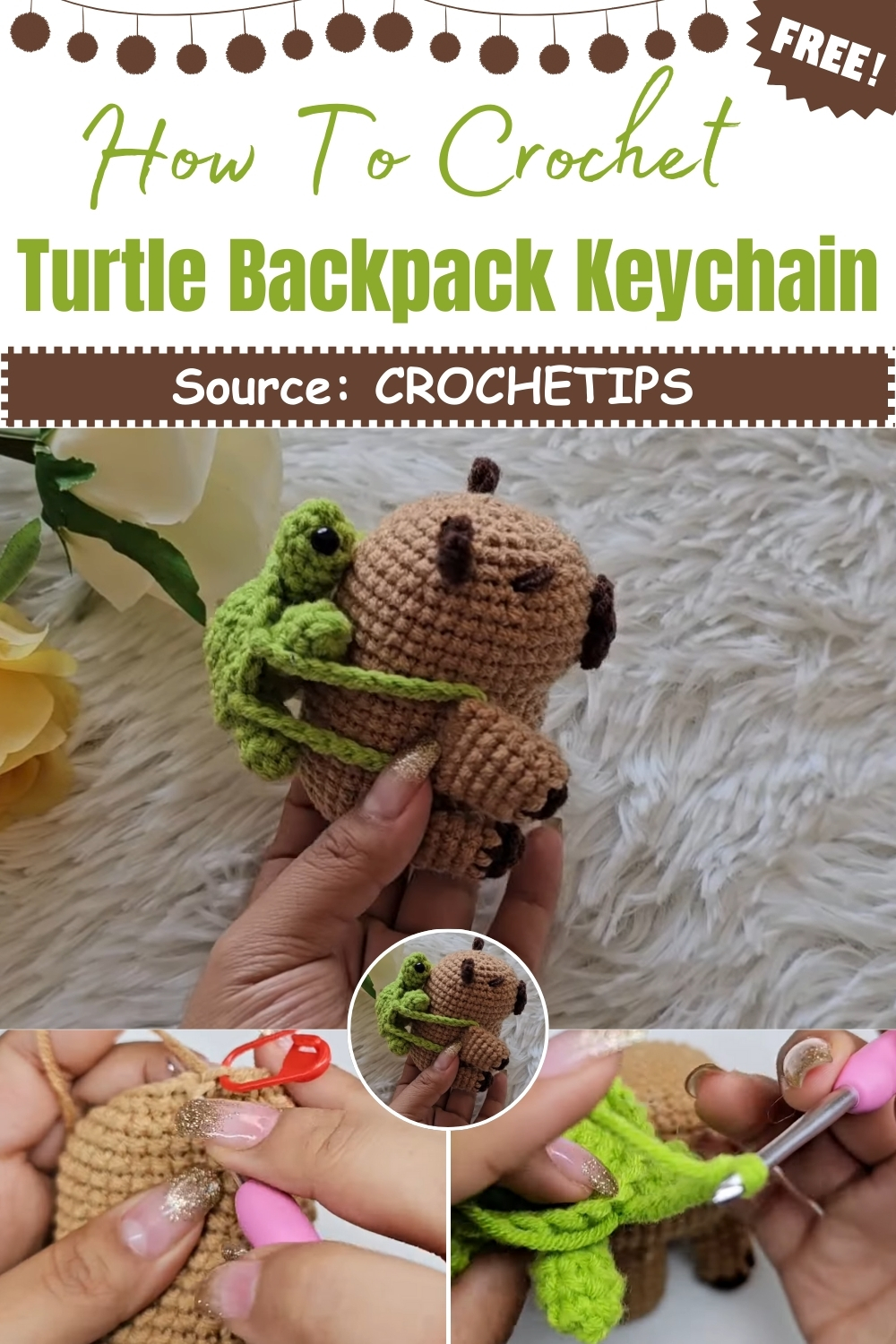 Capybara With Turtle Backpack Crochet Free Pattern - Amigurumiy