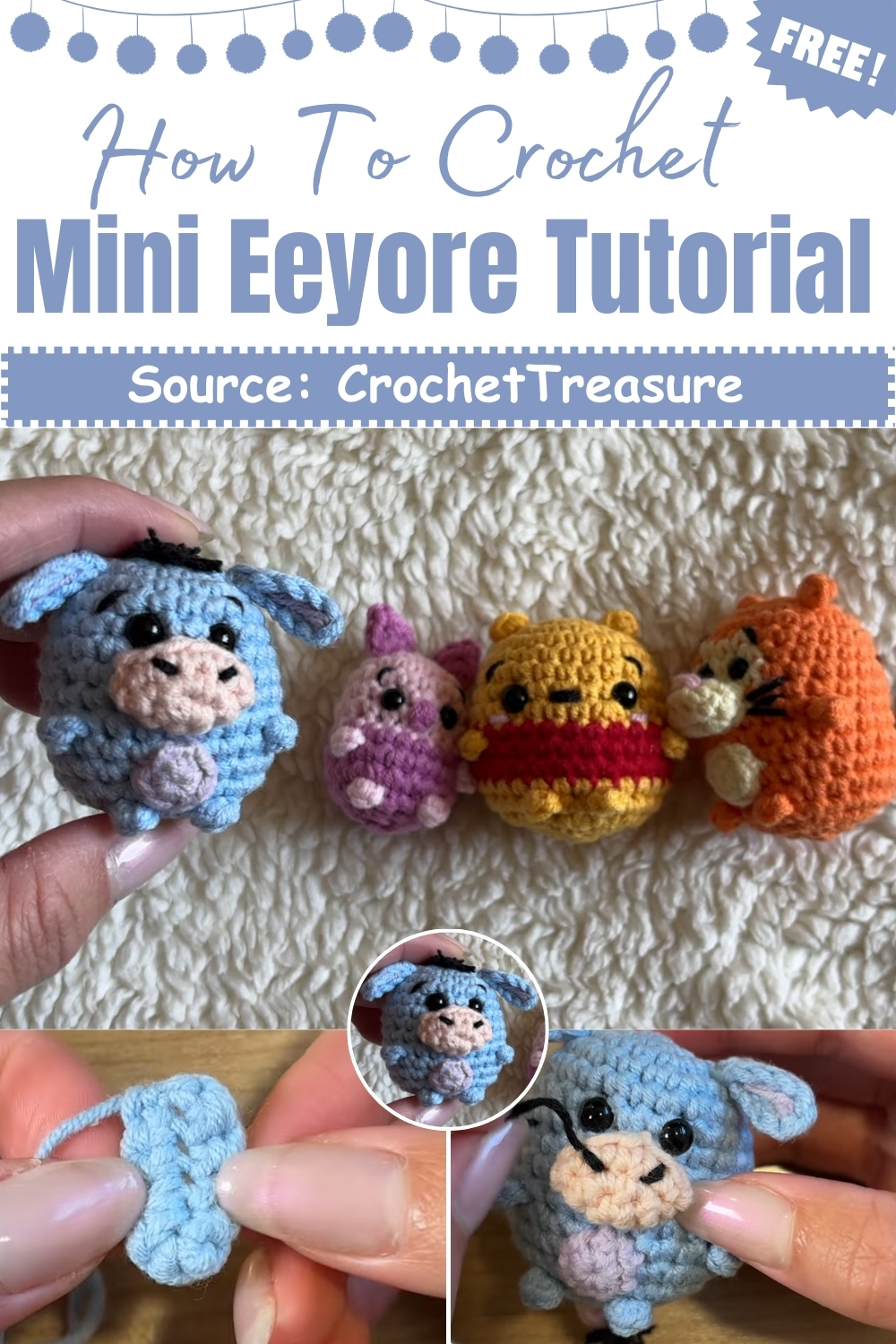 Mini Eeyore Amigurumi Crochet Free Pattern - Amigurumiy