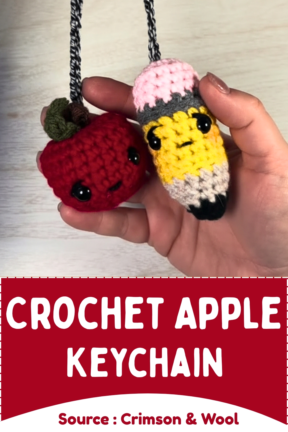 Adorable Crochet Apple Keychain Free Pattern For Beginners - Amigurumiy