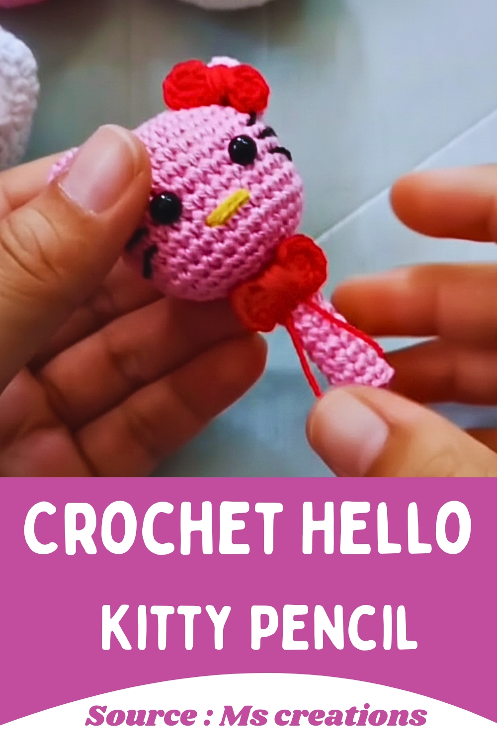 Crochet Hello Kitty Pencil Toper Amigurumi Free Pattern - Amigurumiy
