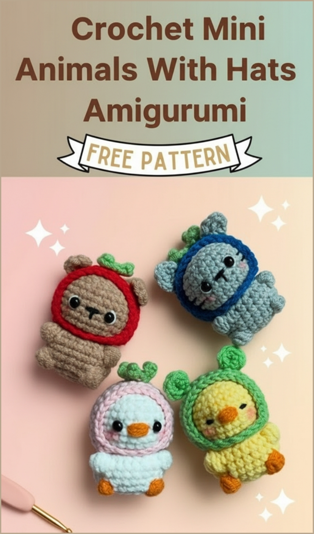 Mini Animals With Hats Amigurumi Crochet Free Pattern - Amigurumiy
